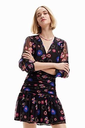 Desigual Woman Knit Dress 3/4 Sleeve Robe, Noir, Taille L Femmes