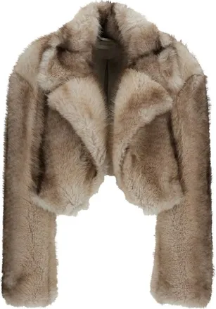 Sportmax Femme, Vestes, Beige, Taille: 38 FR Veste courte ample en jersey effet fourrure