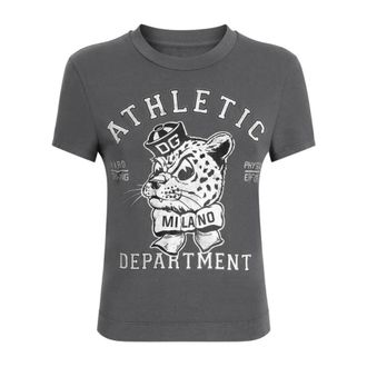 Dolce & Gabbana Femme, Tops, Gris, Taille: 40 FR T-shirt &agrave; imprim&eacute; graphique