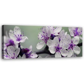 Feeby Wandbild Kirschbl&uuml;ten Druckbild Leinwandbild Natur Violett 120x40 cm