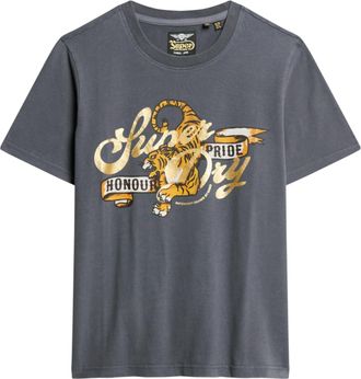 Superdry Damen Lässiges T-Shirt mit Tattoo-Schriftzug Ebenholz 44