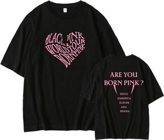 Generic Bron Pink Album Baumwolle T-Shirt Blink World Tour Grafik T-Shirt(D Black,S)