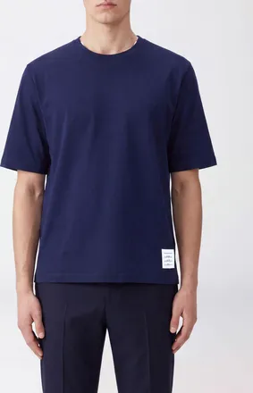 Thom Browne 4-Bar Baumwoll-T-Shirt mit ikonischem &Auml;rmelmotiv