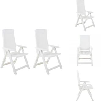 vidaXL Chaises inclinables de jardin lot de 2 Plastique Blanc - Chaise De Jardin - Chaise Inclinable - Mobilier De Jardin - Meubles De Terrasse - Fauteuil