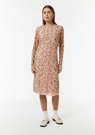 Comma Minikleid Kleid Midikleid aus Mesh mit floralem Print