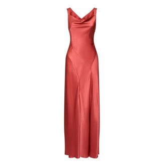 Alberta Ferretti Femme, Robes, Rouge, Taille: 38 FR Robe Rouge en Soie Col en V