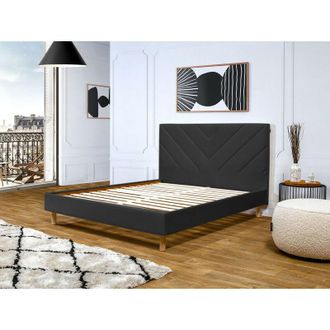 BOBOCHIC Bobochic - Lit romane avec lattes massives tissu velours 180x200 Gris fonc&eacute;