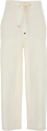 Elisabetta Franchi Femme, Pantalons, Blanc, Taille: 38 FR Pantalon blanc à taille élastique avec cordon femme