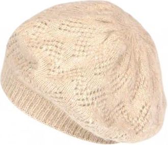 Nyls Cr&eacute;ation Bonnet B&eacute;ret Femme Marron en Angora Paillet&eacute; Doux Tendance Angiola - Taille Unique - Beige