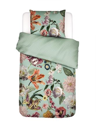 Essenza Bettw&auml;sche Filou Subtle Green, 135x200 + 1x 80x80 cm - 100% Baumwollsatin 209TC - Blumen