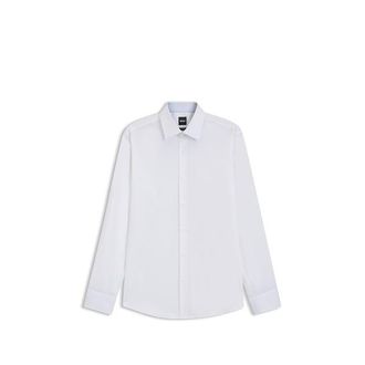 HUGO BOSS Chemise droite unie en coton m&eacute;lang&eacute;