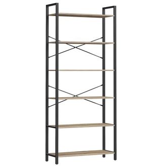 Vasagle &Eacute;tag&egrave;re 6 Niveaux, Biblioth&egrave;que, Meuble de Rangement, pour Bureau, Salon, Chambre, 30 x 80 x 186 cm, Style Industriel, Marron Chameau et Noir dEncre L