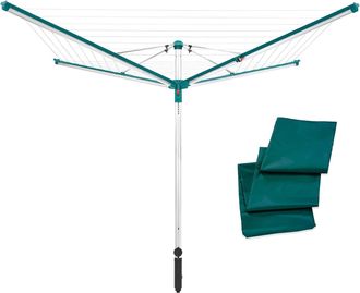 Leifheit Wäschespinne Linomatic 500 Deluxe Cover mit Leineneinzug für saubere Wäsche, Wäscheschirm für die ganze Familie, Wäscheständer inkl. Bodenhülse und Sc