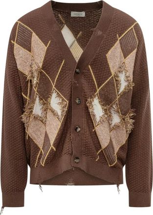 Laneus Homme, Pulls, Brun, Taille: M Argyle Cardigan