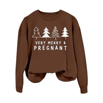 Generic 2026 Nouveaux sweats de No&euml;l pour femmes tr&egrave;s joyeux enceintes chemises graphiques de No&euml;l mignonnes mamans pulls de No&euml;l, caf&eacute;, XXL