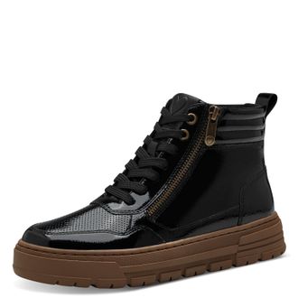 Marco Tozzi Damen Stiefeletten zum Schn&uuml;ren Gef&uuml;ttert mit Rei&szlig;verschluss, Schwarz (Black Patent), 41 EU