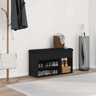 vidaXL Banc &agrave; chaussures Noir 80 x 30 x 45 cm Bois ding&eacute;nierie vidaXL