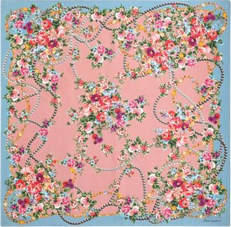 Dolce & Gabbana Femme, Accessoires, Multicolore, Taille: ONE Size Foulard en twill de soie avec imprim&eacute; floral bouquet