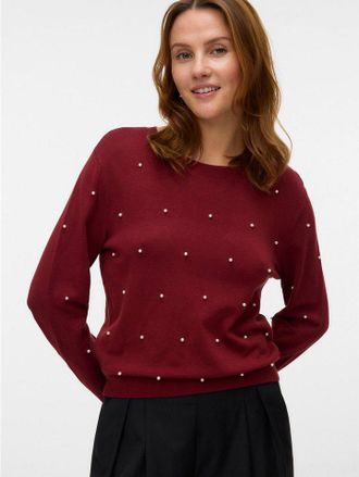 Vero Moda Rundhalspullover VMGLORY PEARL LS O-NECK PULLOVER BOO