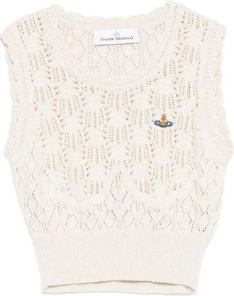 Vivienne Westwood Femme, Tops, Blanc, Taille: 36 FR Ella Openwork Vest