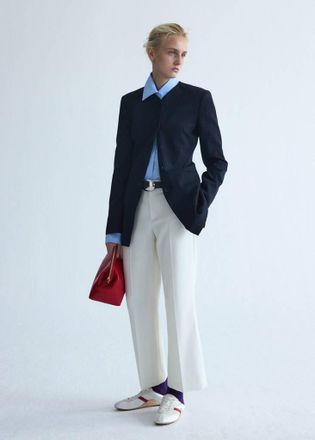 Mango Pantalon crop taille basse &eacute;cru - Femme - 32 - MANGO