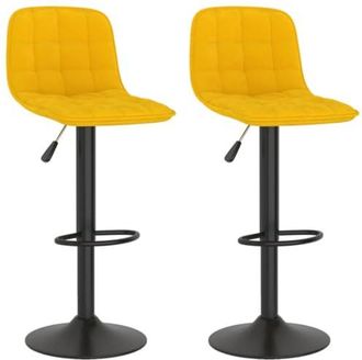 vidaXL Lot de 2 Tabourets de Bar, Chaise de Pub, Siège de Bistrot, Meuble de Salle à Manger Cuisine Salon Maison Intérieur, Jaune Velours