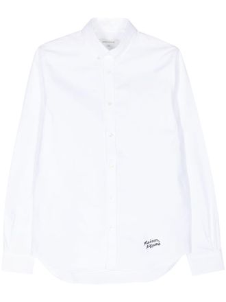 Maison Kitsun&eacute; chemise en coton &agrave; logo brod&eacute; - Blanc