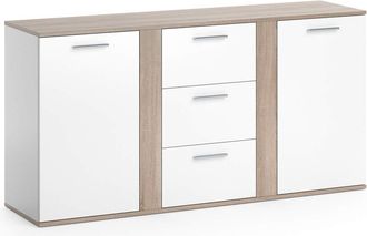 Vicco Kommode Novelli, Kommodenschrank, Sonoma/Weiß, 155 x 80 cm mit Schubladen