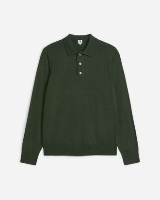 Arket Polopullover Aus Merinowolle -Gr&uuml;n