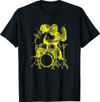 Seembo Gorilla Spieltrommeln AFFE Funny Animal Rock Drummer T-Shirt
