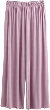 Generic Pantalon de yoga à jambe large pour femme - Pantalon de pyjama de couleur unie - Pantalon léger et fin pour femme - Taille élastique - Doux et confort