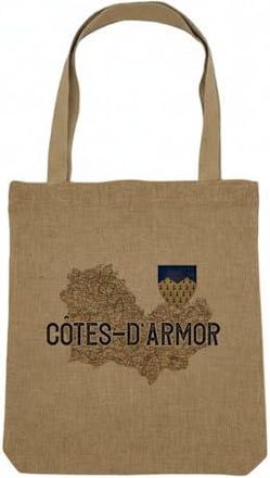 Fabulous Sac Shopping Tote Bag Aspect Lin - Cotes dArmor 22 D&eacute;partement Carte Ancienne Bretagne - Sac de Courses Toile Epaisse 360g Beige Naturel Cabas Port&eacute; E