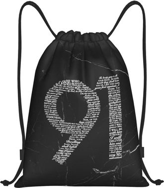 Generic Tunnelzug Gymsack Psalm 91 Sportbeutel Verstellbar Erwachsene Rucksack Für Damen & Herren, Für Schule, Strand, Yoga, 36x42cm