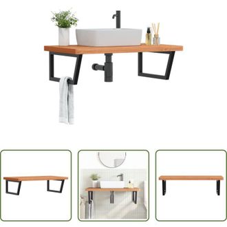 vidaXL vidaXL Holz Waschtisch - Waschbeckenregal Wandmontage Stahl und Massivholz Buche