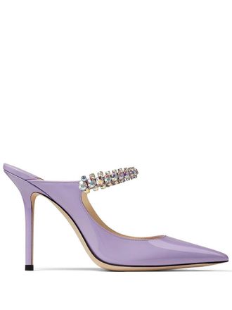 Jimmy Choo London mules Bing 100 mm &agrave; ornements en cristal - Violet