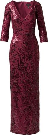 Adrianna Papell Abendkleid V-Neck Sequin Gown Figurbetontes, mit Pailletten verziertes Etuikleid