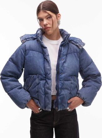 Levi's Doudoune courte style western en jean - Bleu