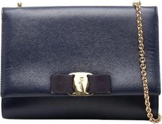 Ferragamo Sac bandouli&egrave;re en cuir Vara Ribbon Pre-owned - Femme - Pre-owned - Bleu - Taille: ONE Size