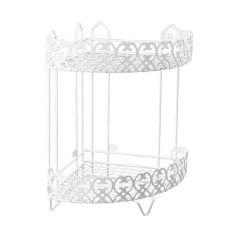 Artibetter HOODANCOS Wc Regal Eckregal Wandmontage Mehrlagiges Schmiedeeisernes Aufbewahrungsregal Kleines Zweilagiges Badezimmer Eck Wandregal 31x20,5x20,5cm Sp