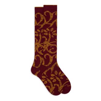 Gallo Gallo, Femme, Sous-vêtements, Multicolore, Taille: ONE Size Longues Chaussettes en Coton Brocart