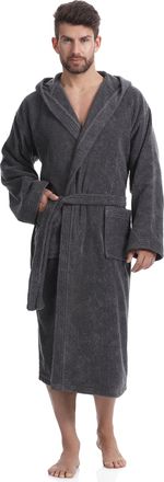Ladeheid Herren Frottee Bademantel aus 100% Baumwolle LA40-101(Graphit (D07), S)