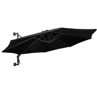 Les Tendances Parasol mural avec m&acirc;t en m&eacute;tal 300cm Noir