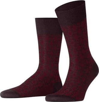 Falke Artwork Tie M So coton fantaisie 1 paire, Chaussettes Homme, Rouge Bordeaux 8100, 47-48