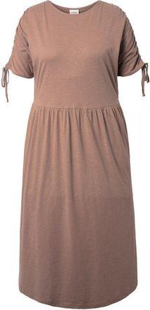 Ulla Popken Midikleid Midikleid Raffband Rundhals &auml;rmellos Biobaumwolle