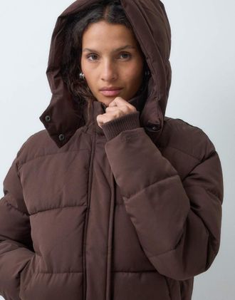 Hollister doudoune oversize &agrave; capuche marron