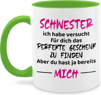 Shirtracer Tasse Tassen 325ml - Schwester ich habe versucht f&uuml;r dich das perfekte Geschenk zu finden | Weihnachtsgeschenke Schwester Geschenk Weihnachten | Gesch