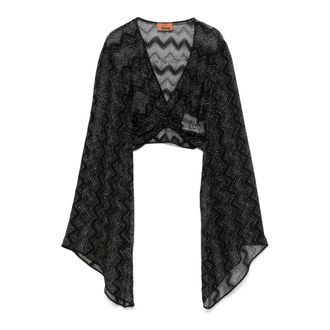 Missoni Femme, Blouses et Chemises, Noir, Taille: 40 FR Zig Zag Lam&eacute; Crop Top