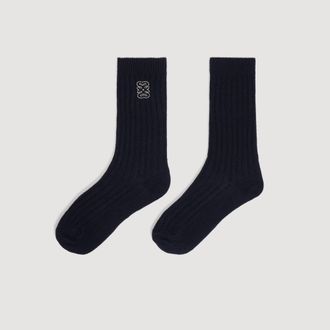 Sandro Gerippte Socken mit Logo