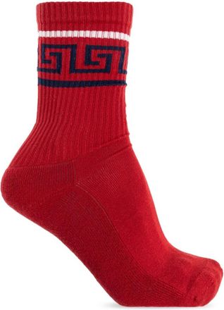 Versace Homme, Sous-v&ecirc;tements, Rouge, Taille: M Chaussettes c&ocirc;tel&eacute;es en coton