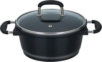 Alpina Kochpfanne - Ø20 cm - 2,2 L - Pfanne - Kasserolle - alle Wärmequellen - mit Deckel - Spülmaschinenfest - Schwarz